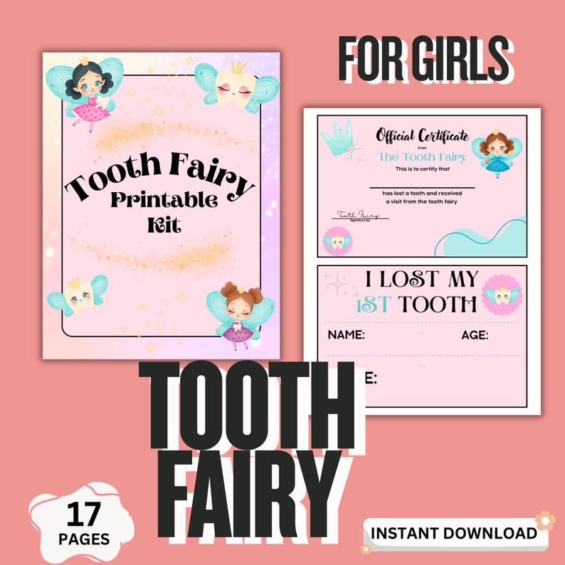 Printable Activity for Kids: Tooth Fairy Kit for Girls, First Lost ...