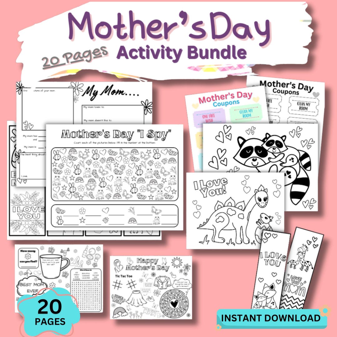 Mother’s Day Crafts Activity Bundle, Kids Coloring Pages, All About My ...