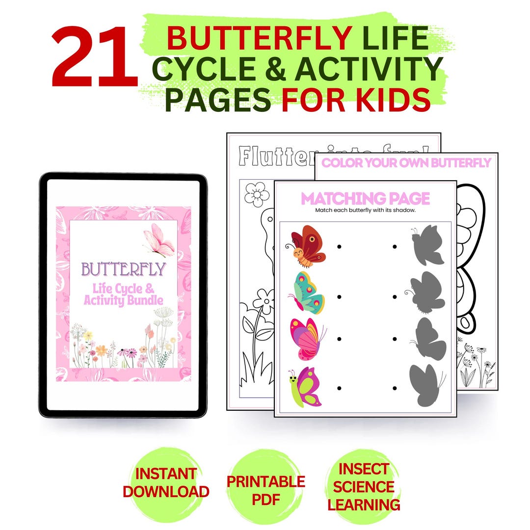 Butterfly Life Cycle Activity Bundle Printable PDF, Butterfly ...