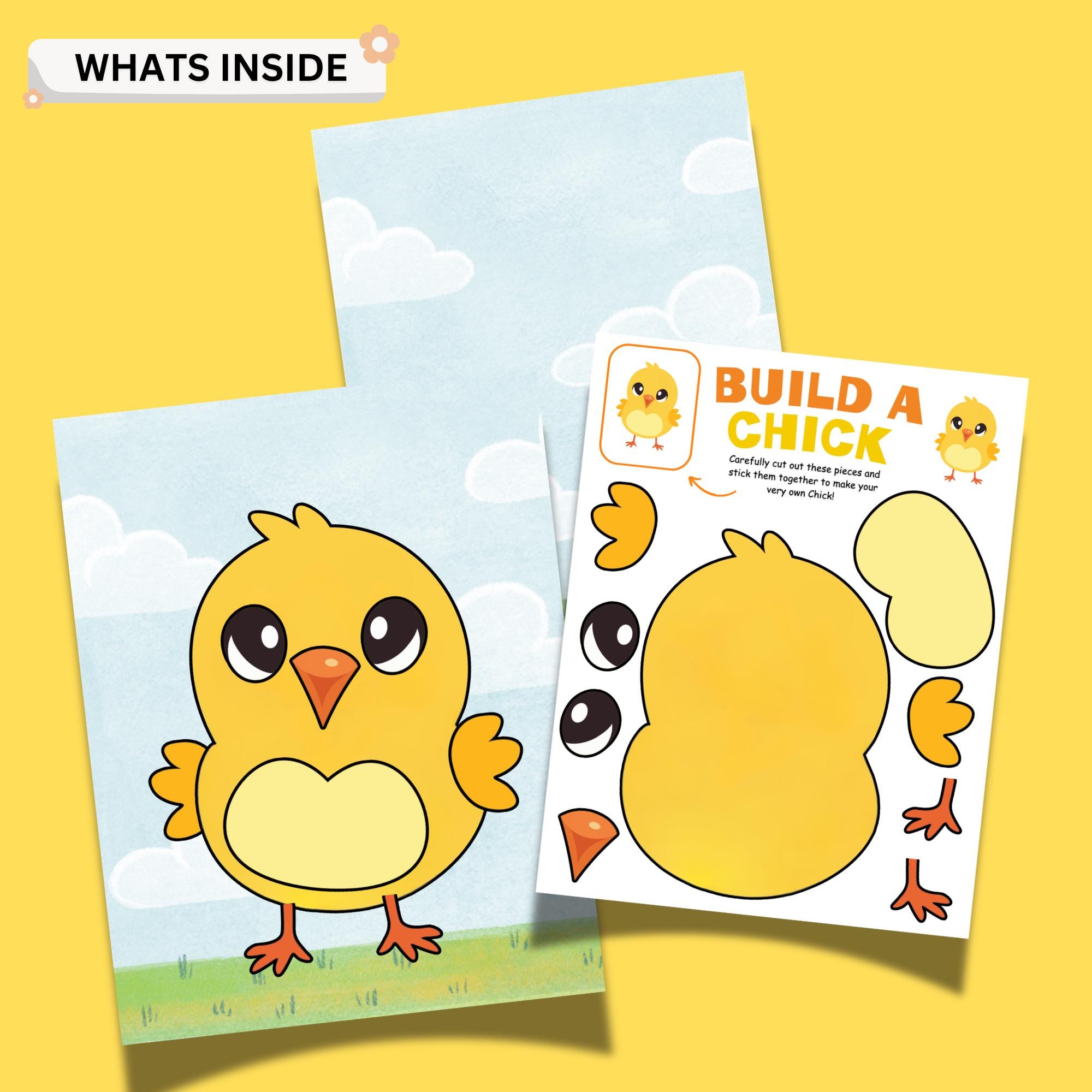 Activity for Kids: Build a Chick Craft Printable, Cut and Paste Easter ...