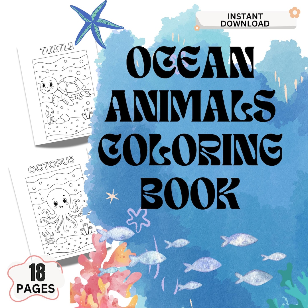 Ocean Animals Coloring Book Printable for Kids, Sea Animals Coloring ...