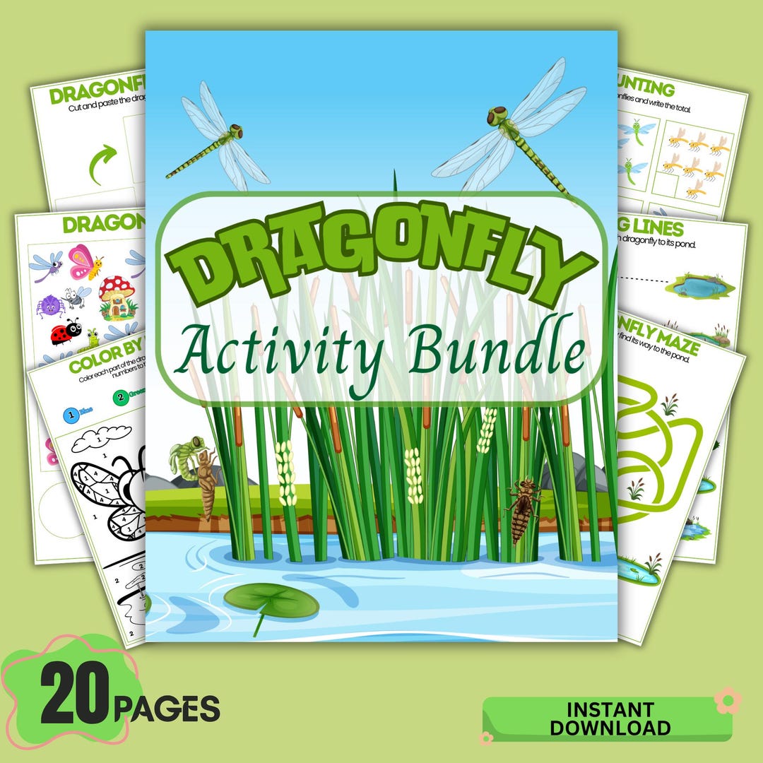 Dragonfly Activity Bundle Printable PDF for Kids – Preschool Worksheets ...