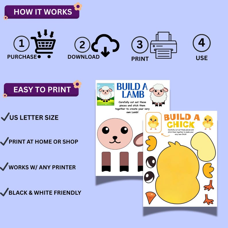 Kids Printable Activity: Build and Create Farm Animal Activities Bundle ...