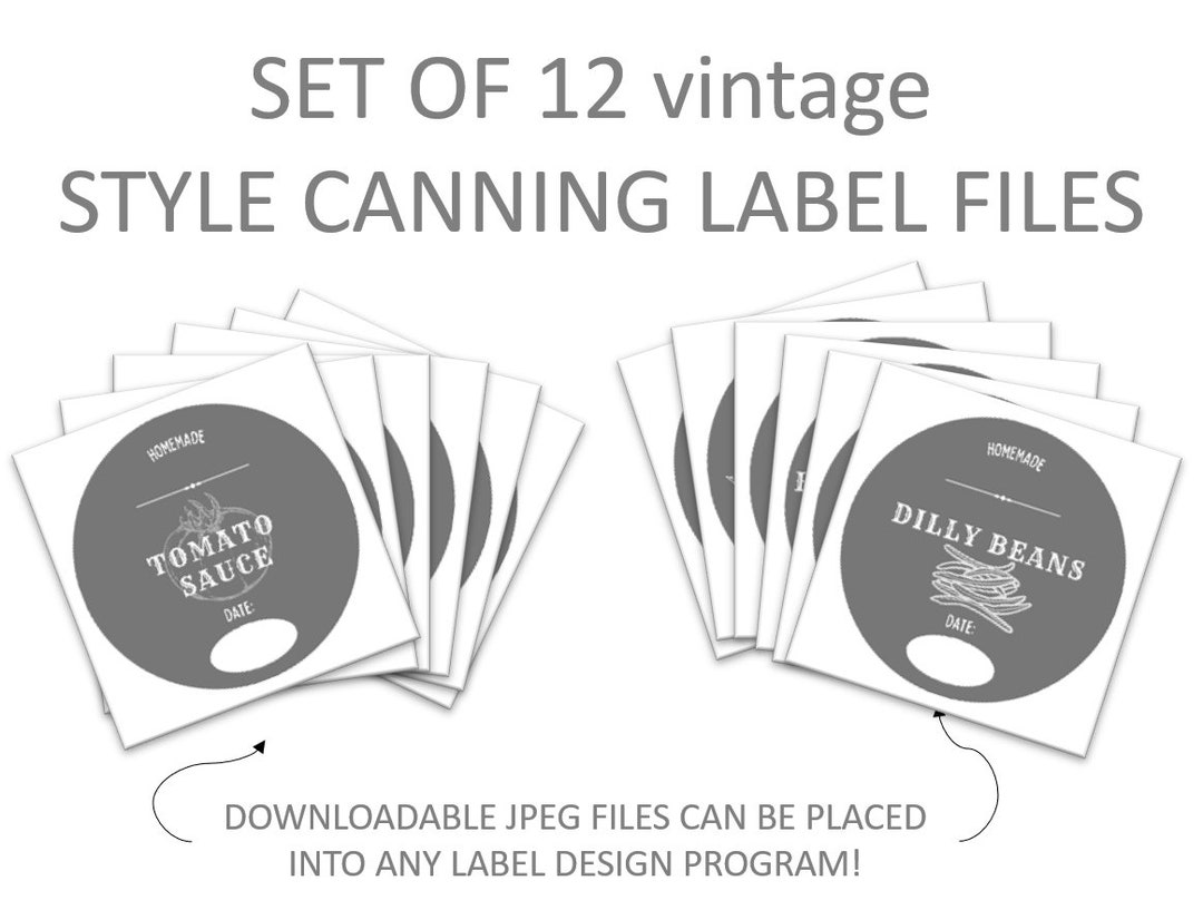 Vintage Canning Labels - Set of 12 Canning Labels, PDF Canning Labels ...