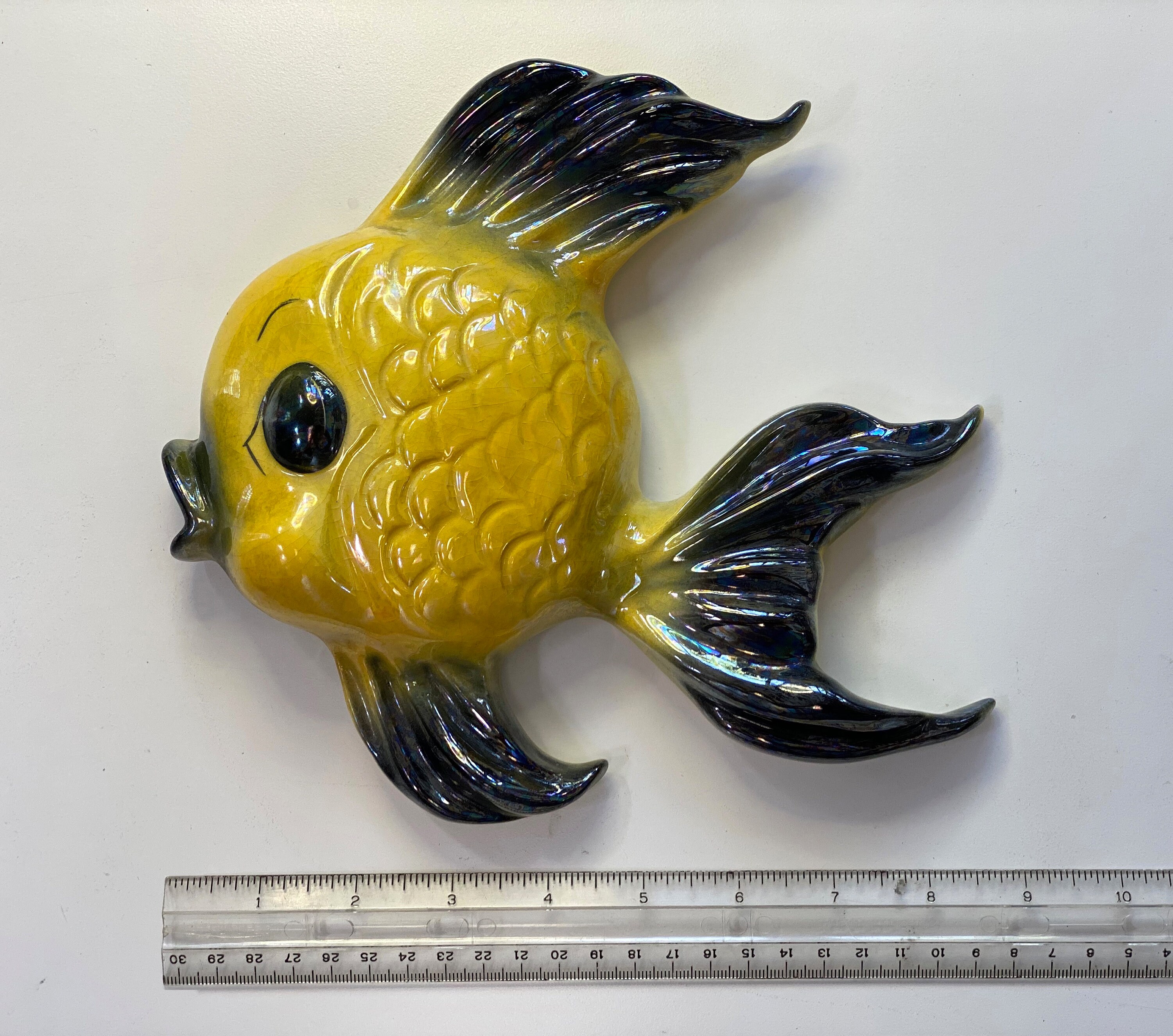 Vintage Ceramicraft Yellow Wall Fish With Black Fins & Tail FANTASTIC ...