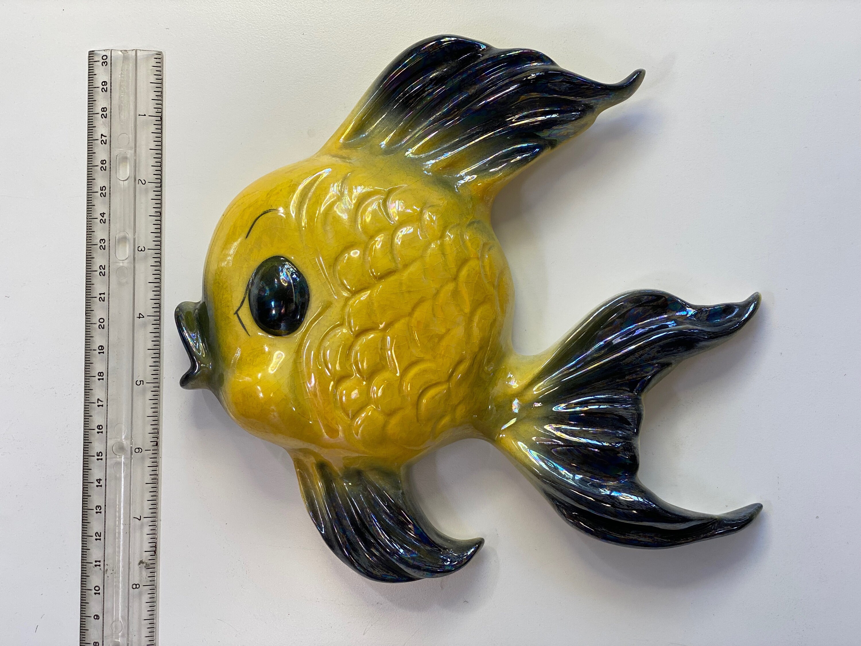 Vintage Ceramicraft Yellow Wall Fish With Black Fins & Tail FANTASTIC ...