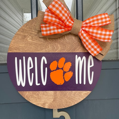Football Season Door Hanger Tiger Paw Welcome Sign Custom - Etsy