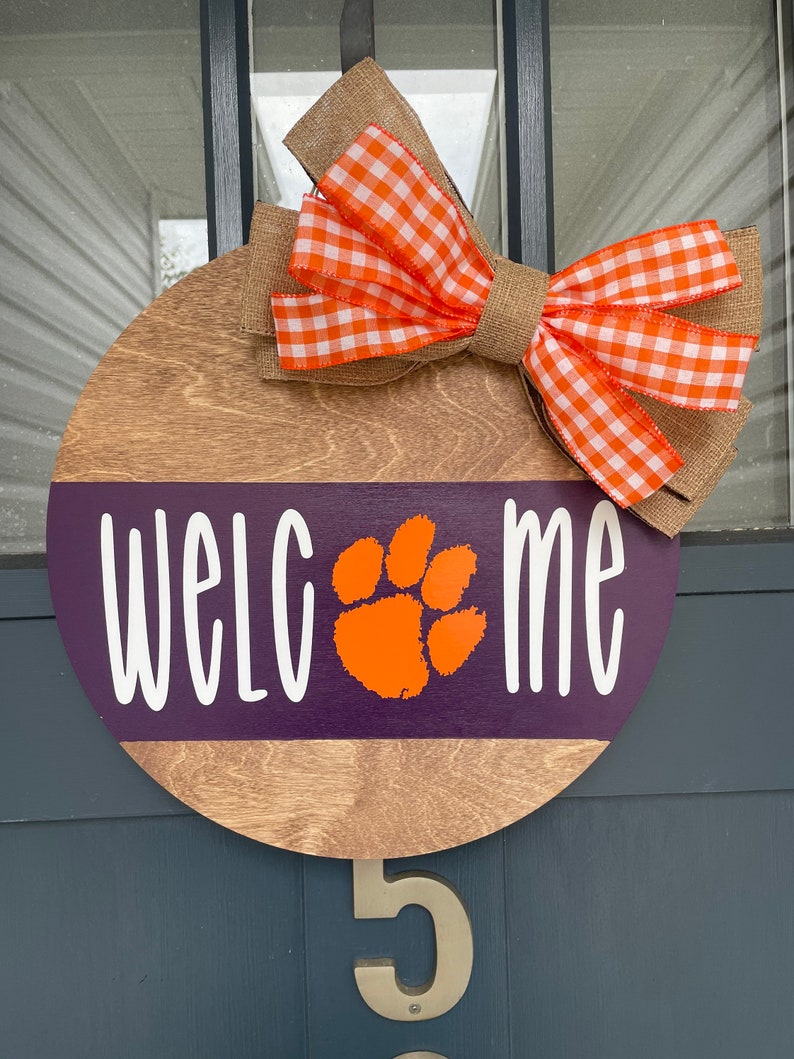 Football Season Door Hanger Tiger Paw Welcome Sign Custom - Etsy