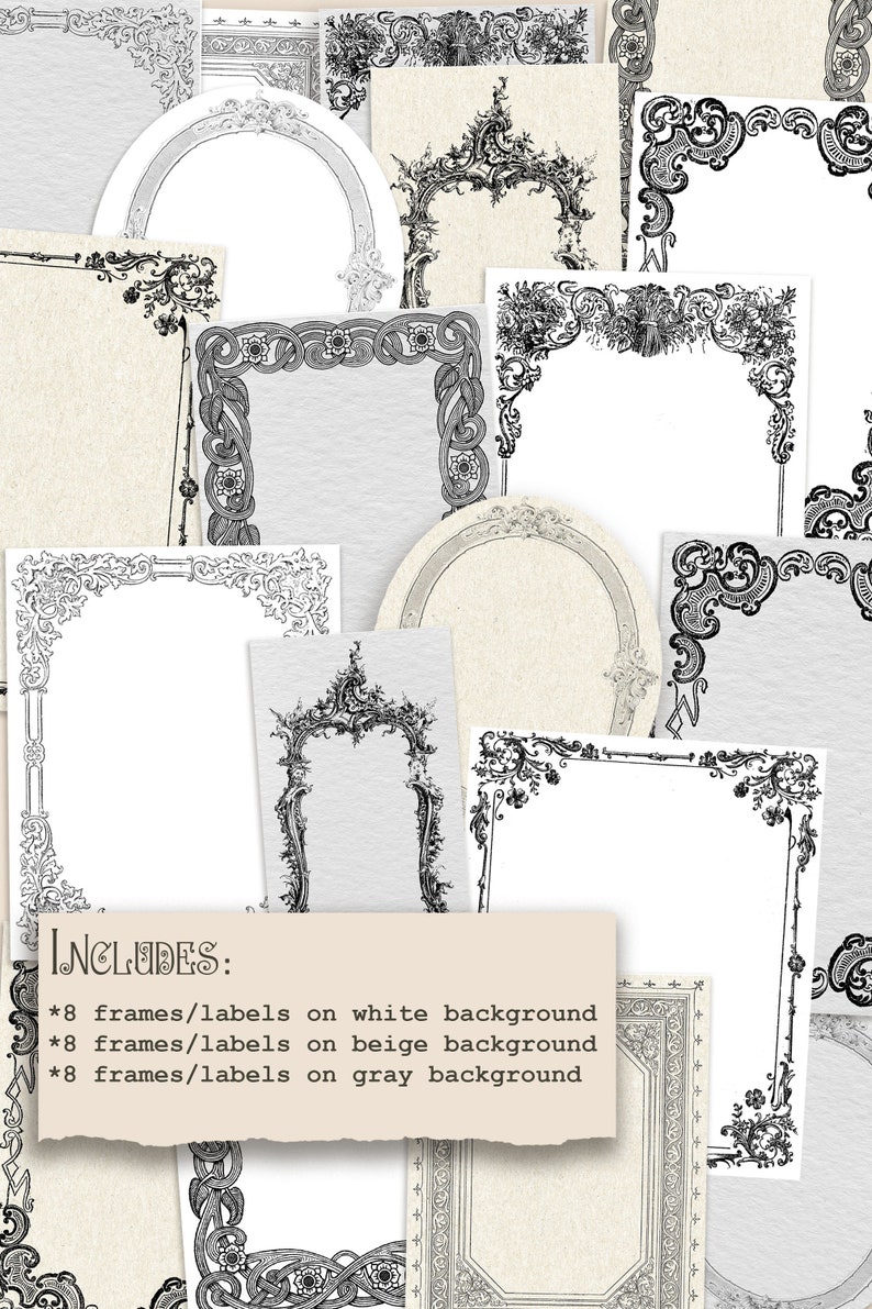 24 Beautiful Frames/labels Digital Printable Instant - Etsy