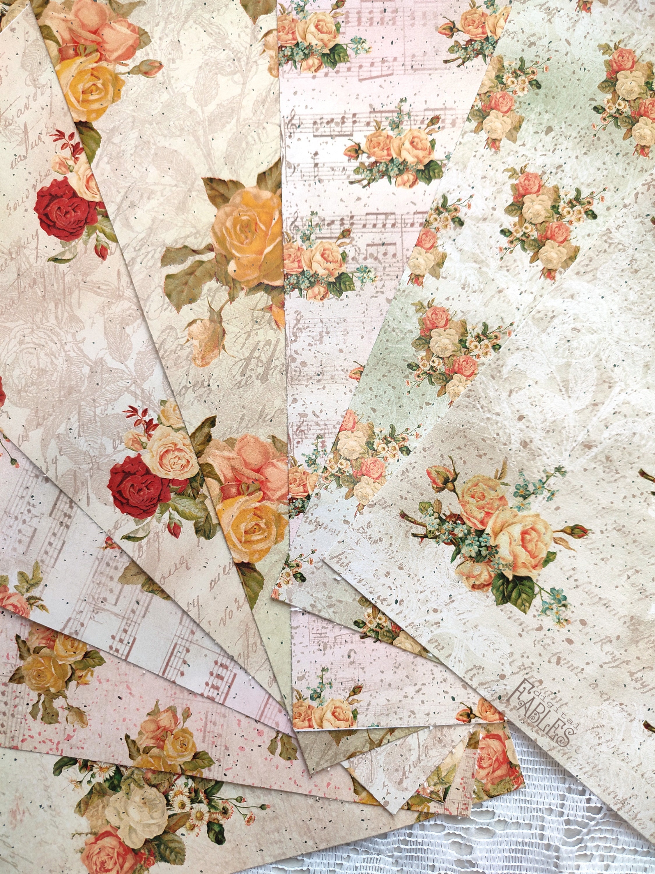 Vintage Romantic Roses Shabby Printable Pattern Paper for - Etsy