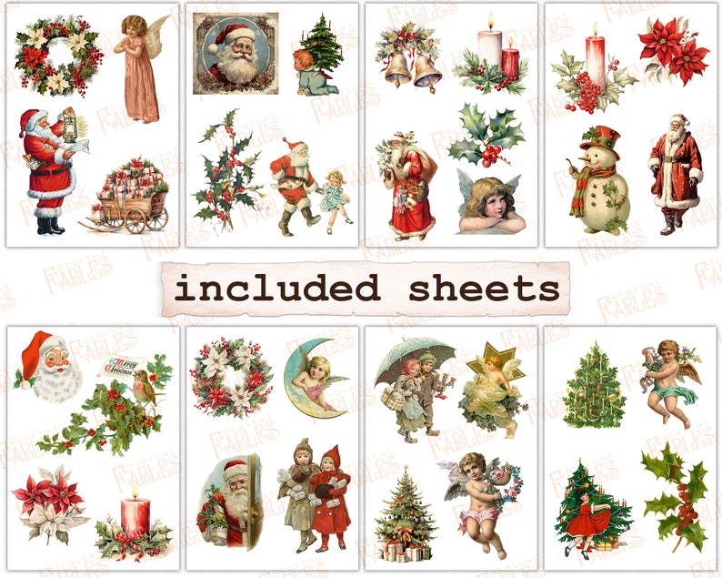 Christmas Fussy Cuts, Vintage Christmas Junk Journal Ephemera ...