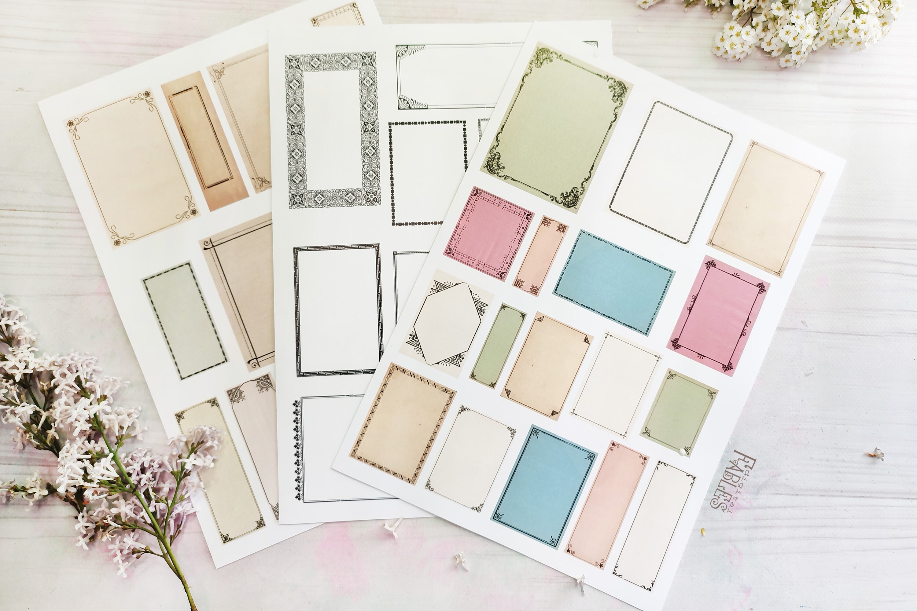 Vintage Frames Labels for Journals Black&white Vintage - Etsy