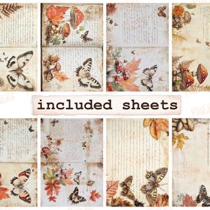 Autumn Junk Journal Printable Pages With Mushrooms and Butterflies ...