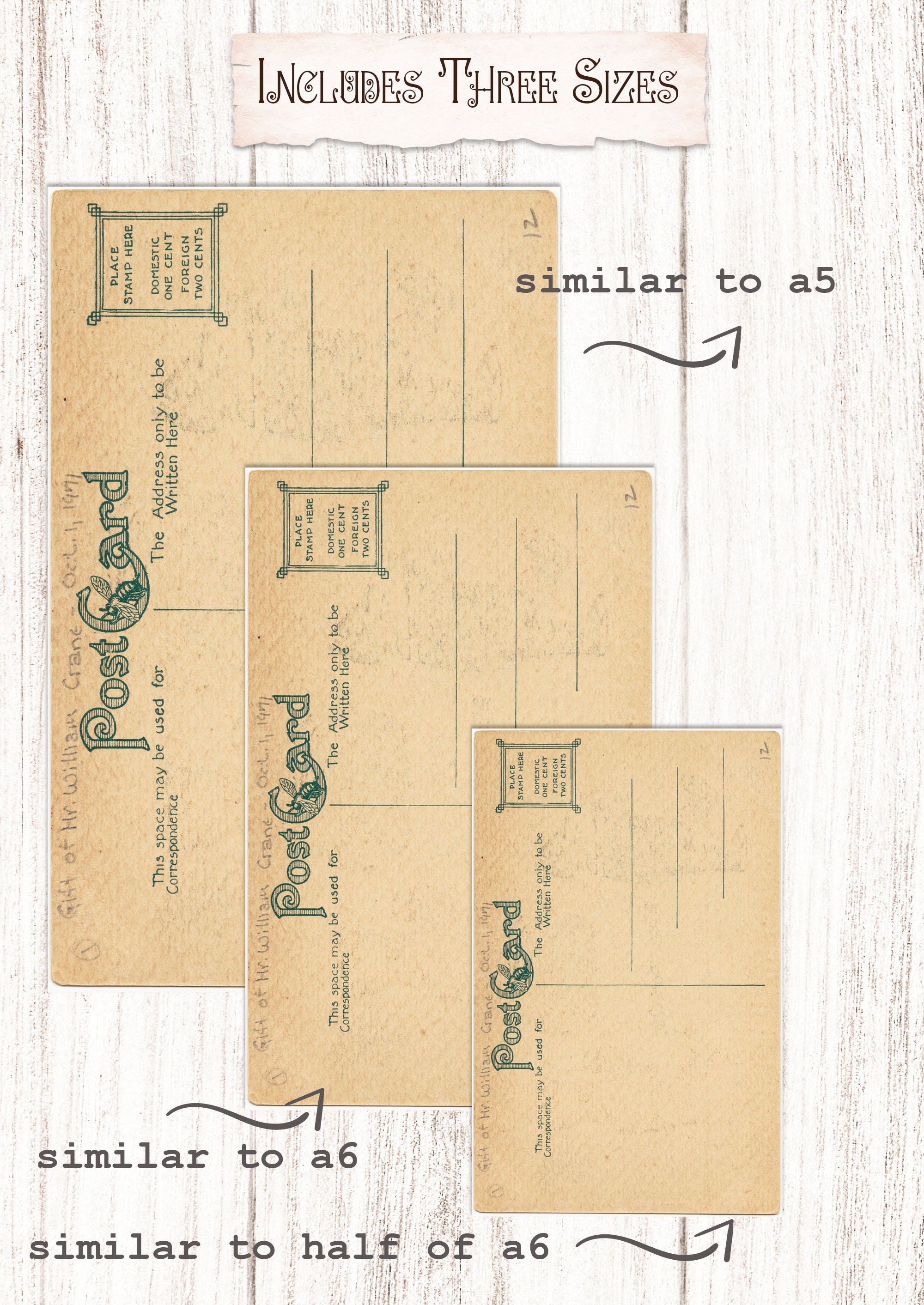 Old Postcards Printable, Vintage Junk Journal Ephemera, Scrapbook Carte ...