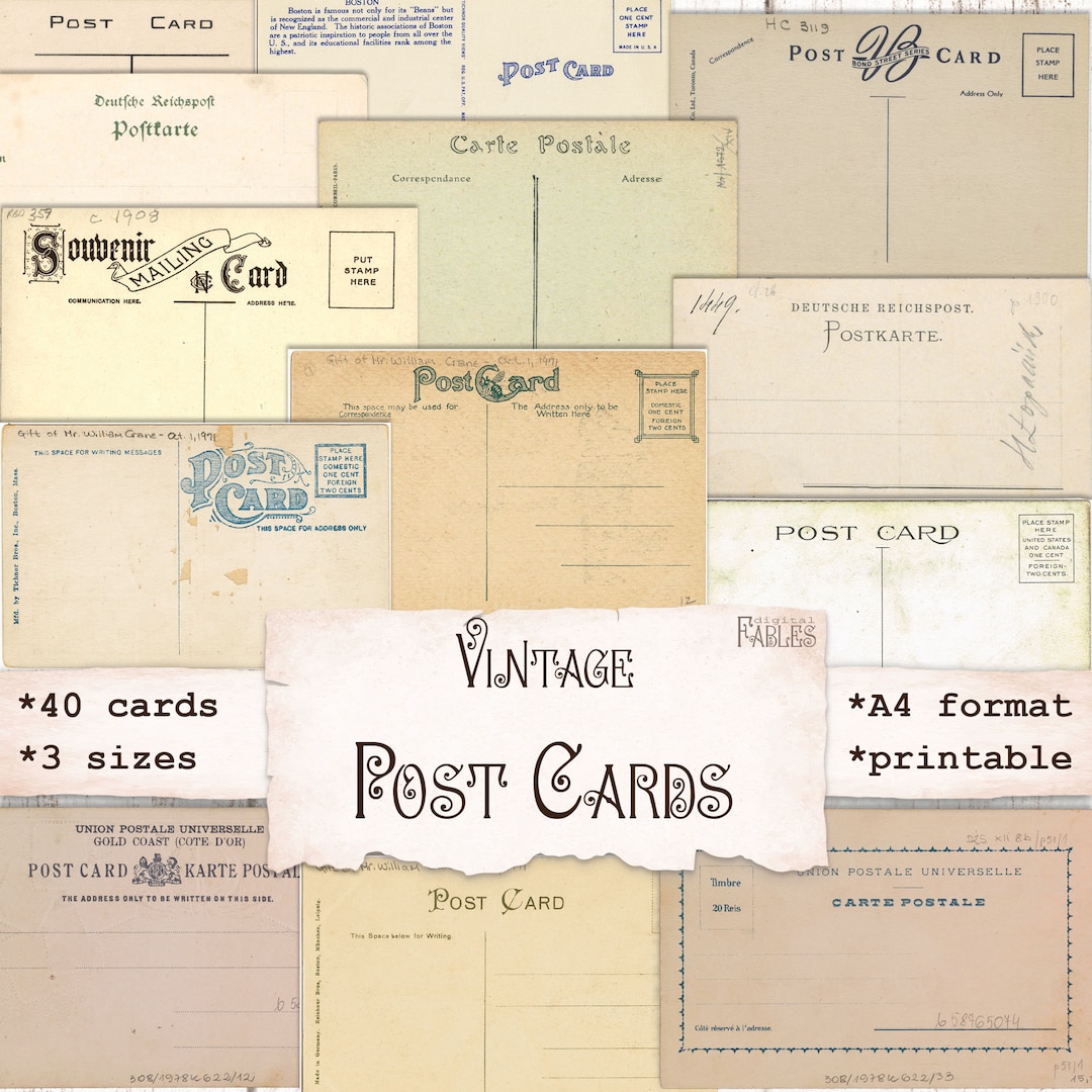 Old Postcards Printable, Vintage Junk Journal Ephemera, Scrapbook Carte ...