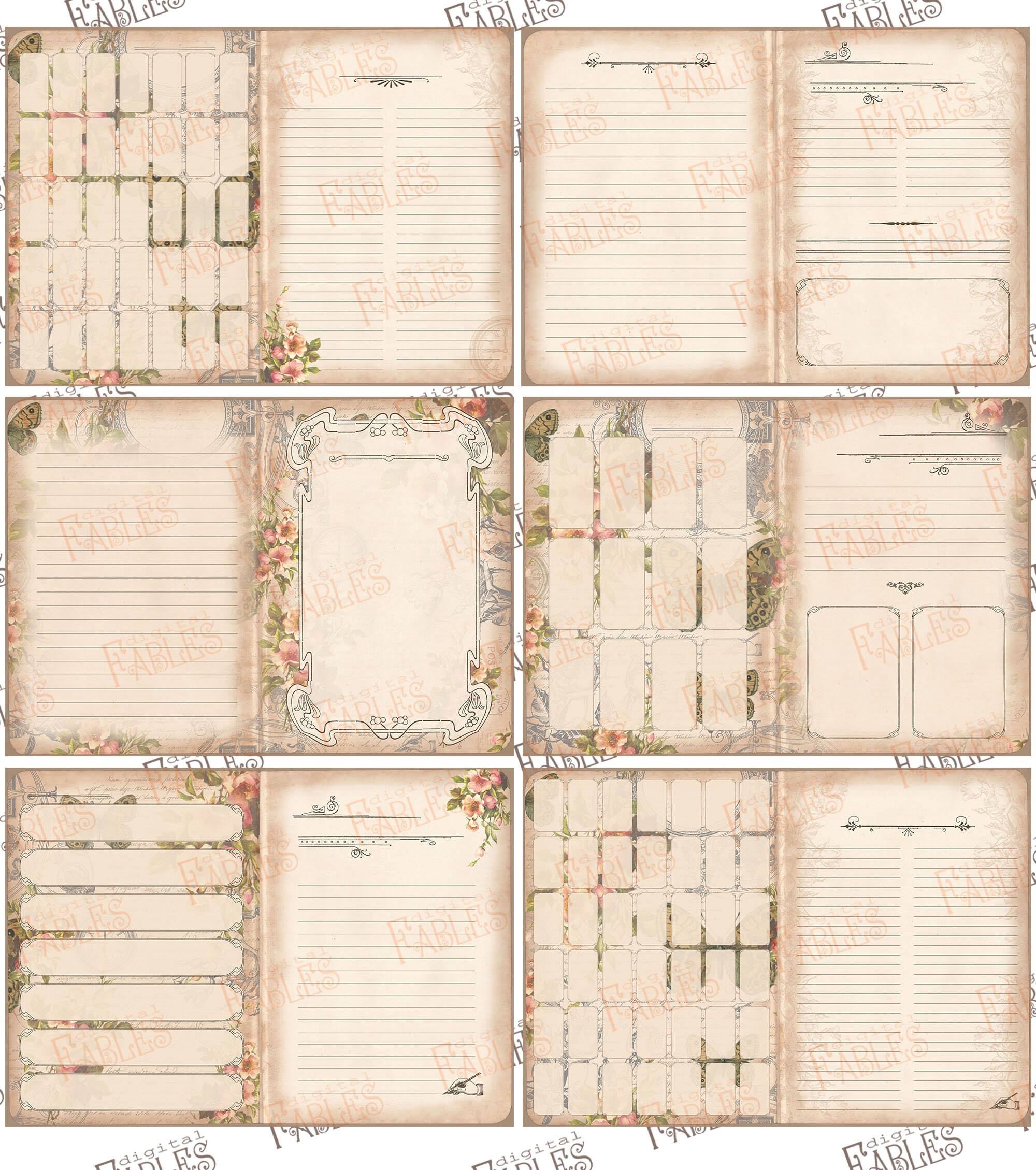 Vintage Planner Junk Journal Kit, Undated Digital Planner, Calendar ...