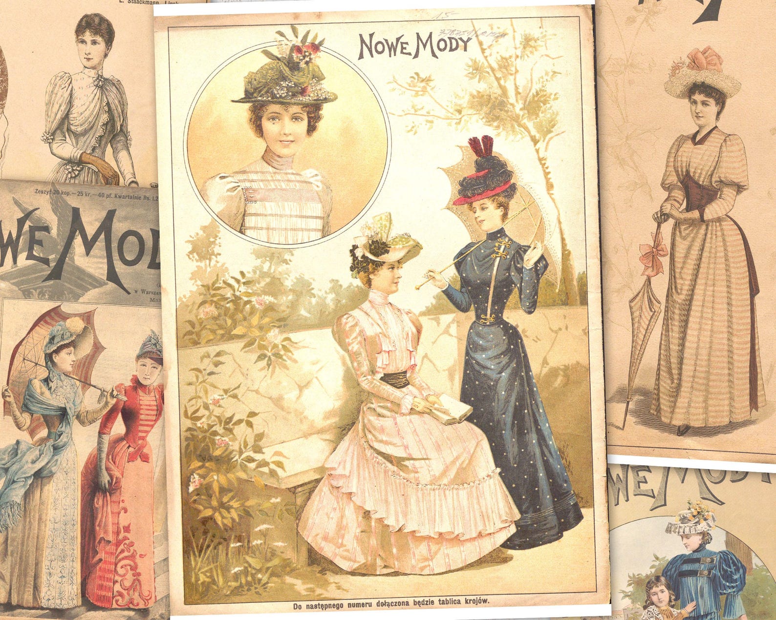 Vintage Fashion Old Magazine Covers, Authentic 1890-1910 Pages, Junk ...