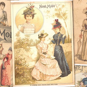Vintage Fashion Old Magazine Covers, Authentic 1890-1910 Pages, Junk ...