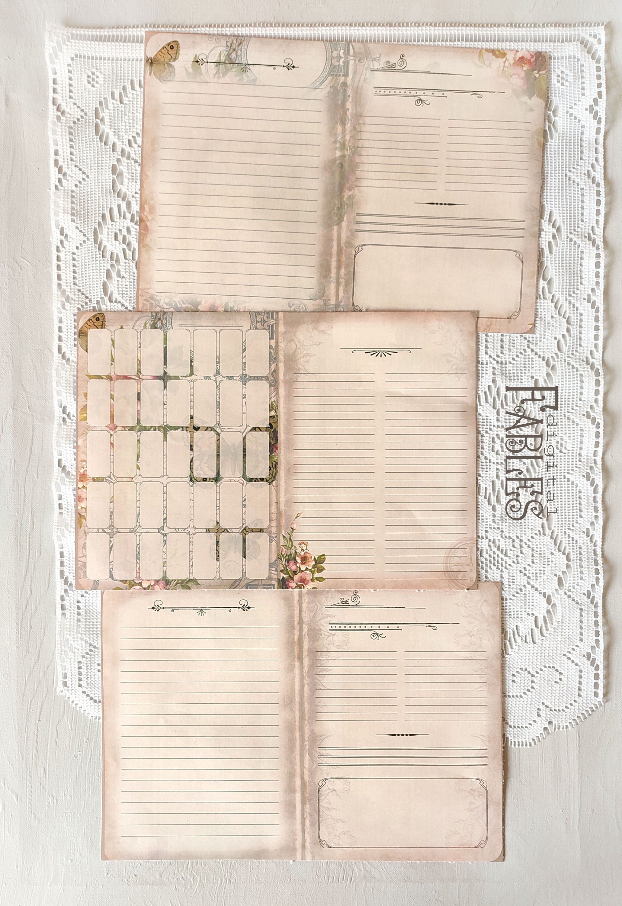 Vintage Planner Junk Journal Kit, Undated Digital Planner, Calendar ...