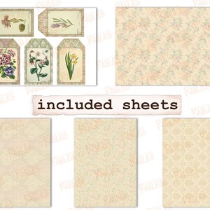 Vintage Floral Tags Printable, Botanical Ephemera for Junk Journal, Art ...