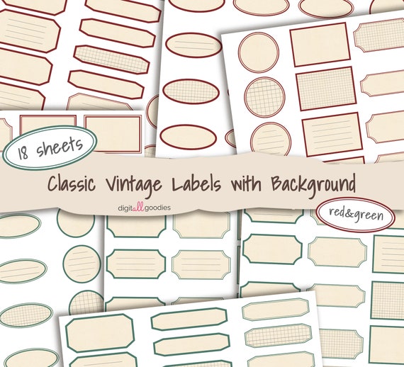 Classic Red and Green Labels With Background Printable - Etsy