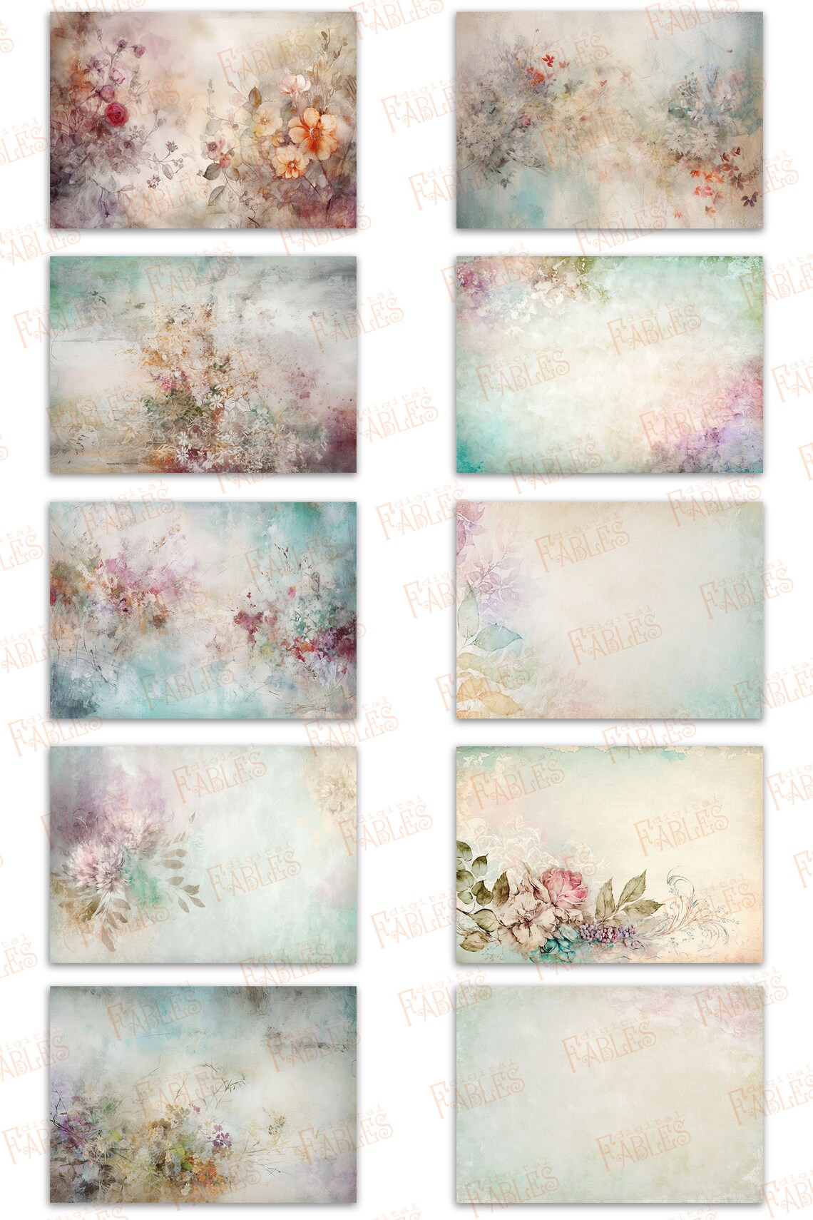 Shabby Chic Background Sheets Printable, Romantic Vintage Grunge ...