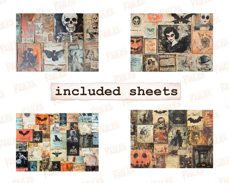 Halloween Collage Sheets, Shabby Scrappy Paper, Old Newspaper, Junk ...