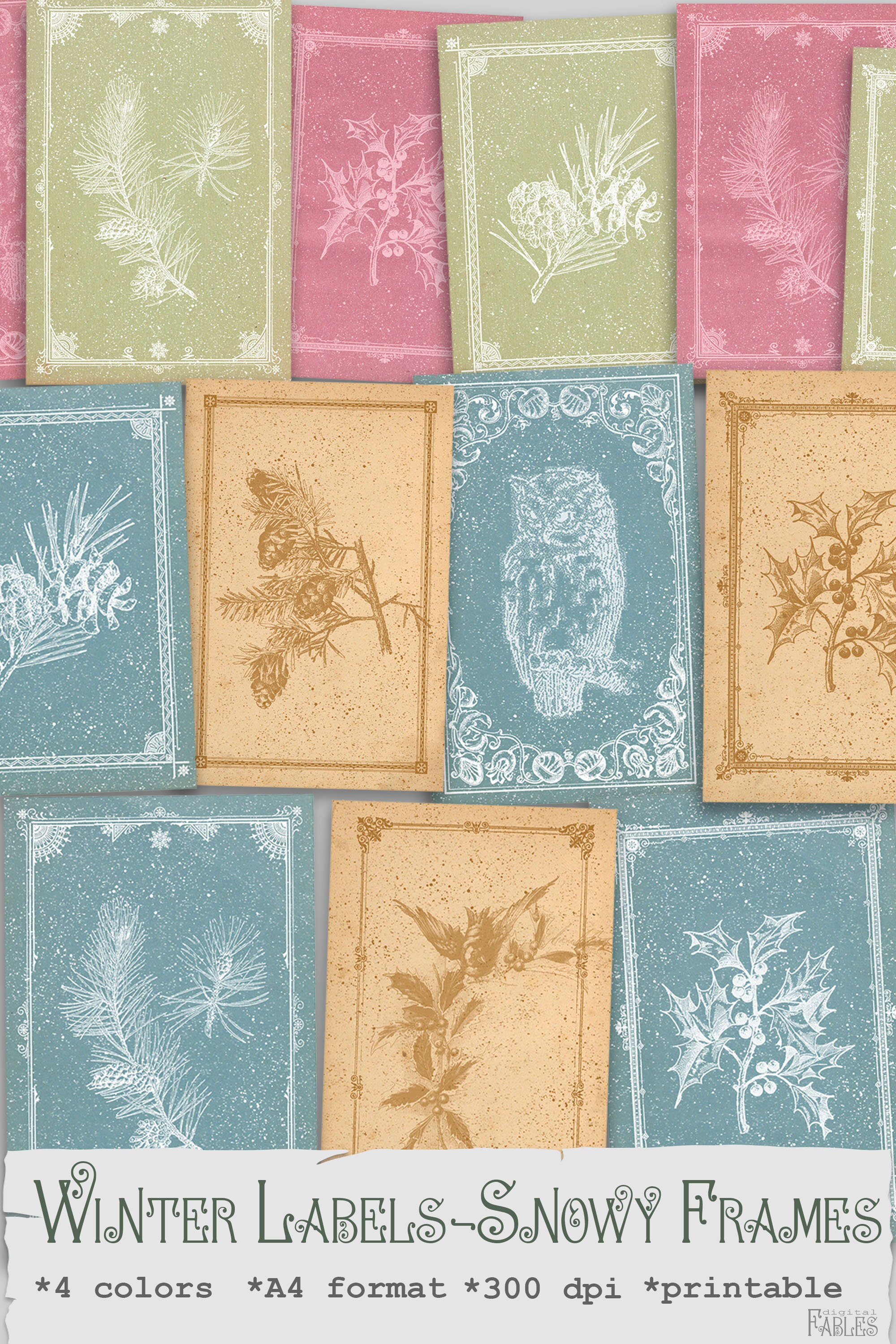 Snowy Printable Labels Various Colors, Winter Ephemera for Journal ...