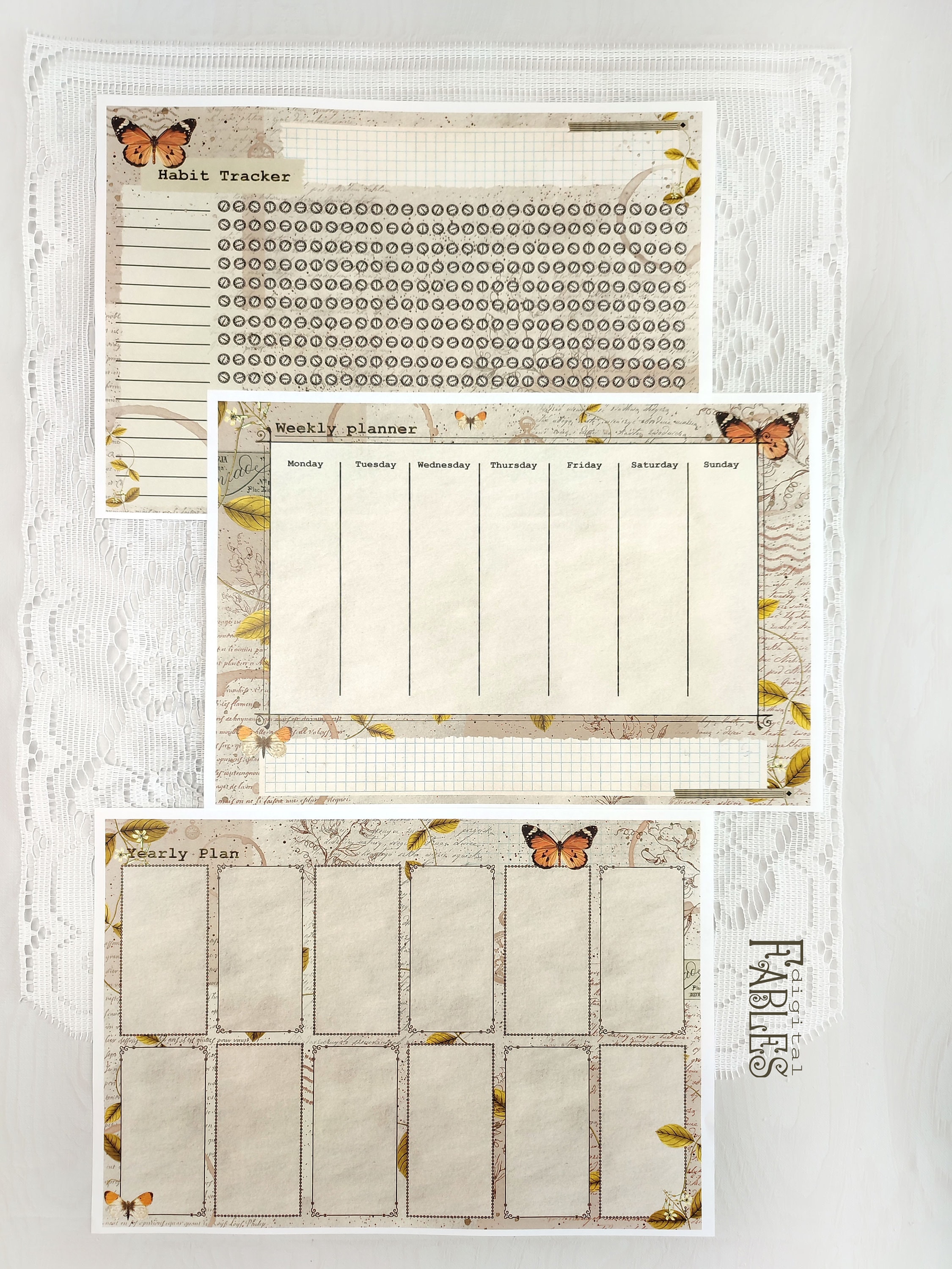Printable Vintage Planner: Yearly, Monthly, Weekly, Daily Plans ...