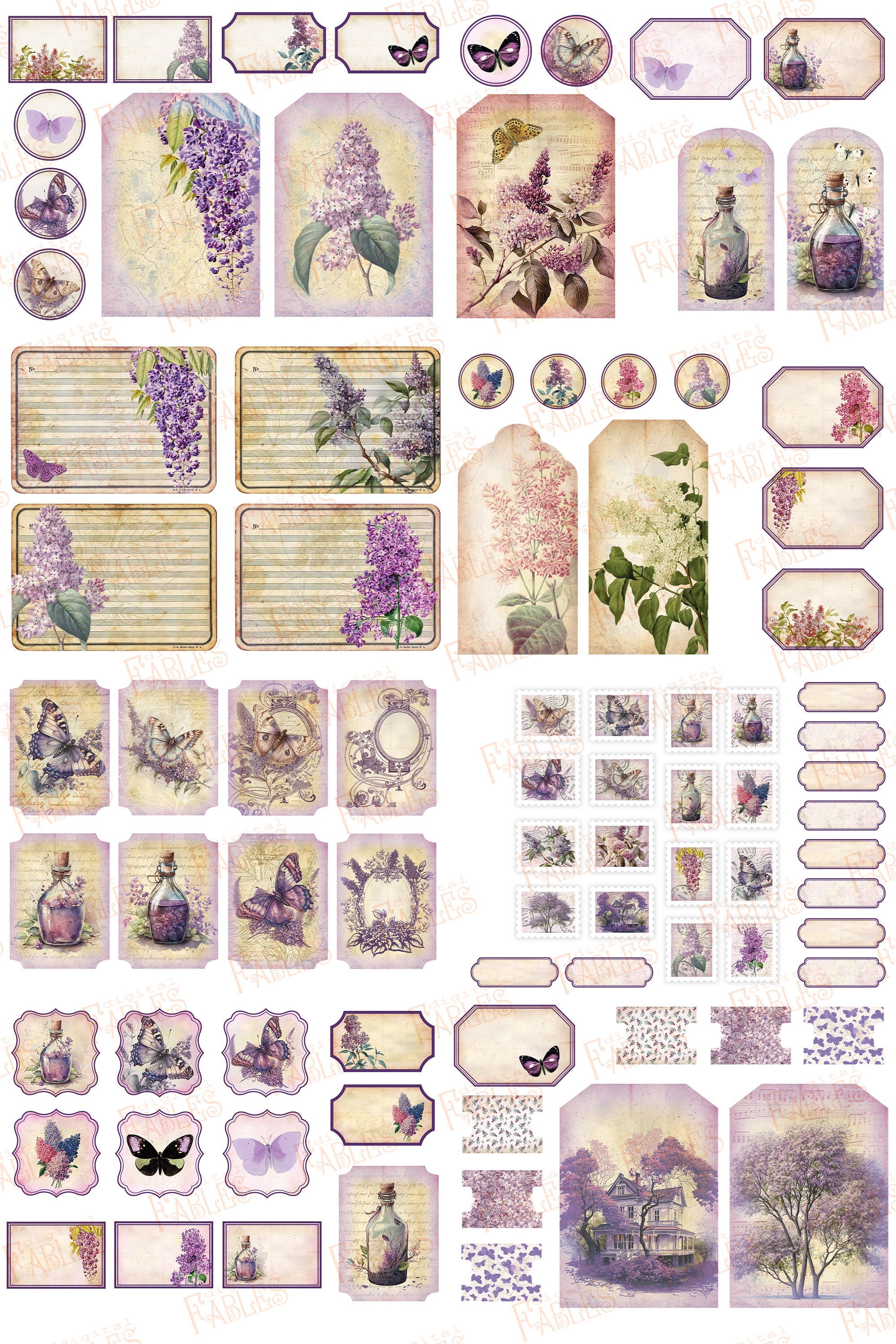 Lilac Energy Journal Kit, Spring Junk Jurnal Pages & Ephemera, Lilac ...