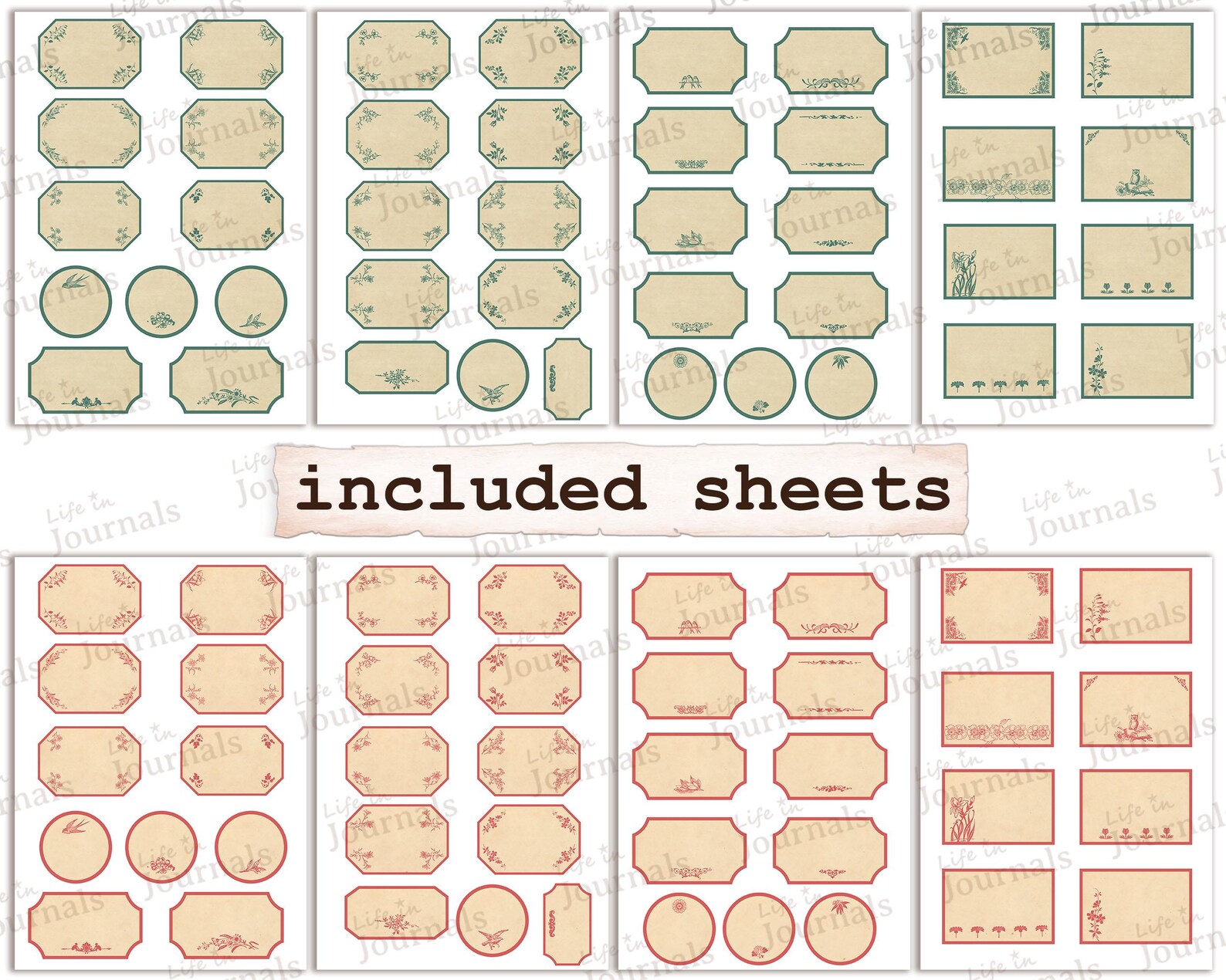 Vintage Printable Labels, Nature Ephemera, Junk Journal, Scrapbooking ...
