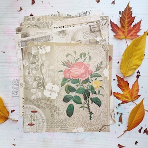 Vintage Mushrooms & Flowers Collage Sheets, Junk Journal Printable ...