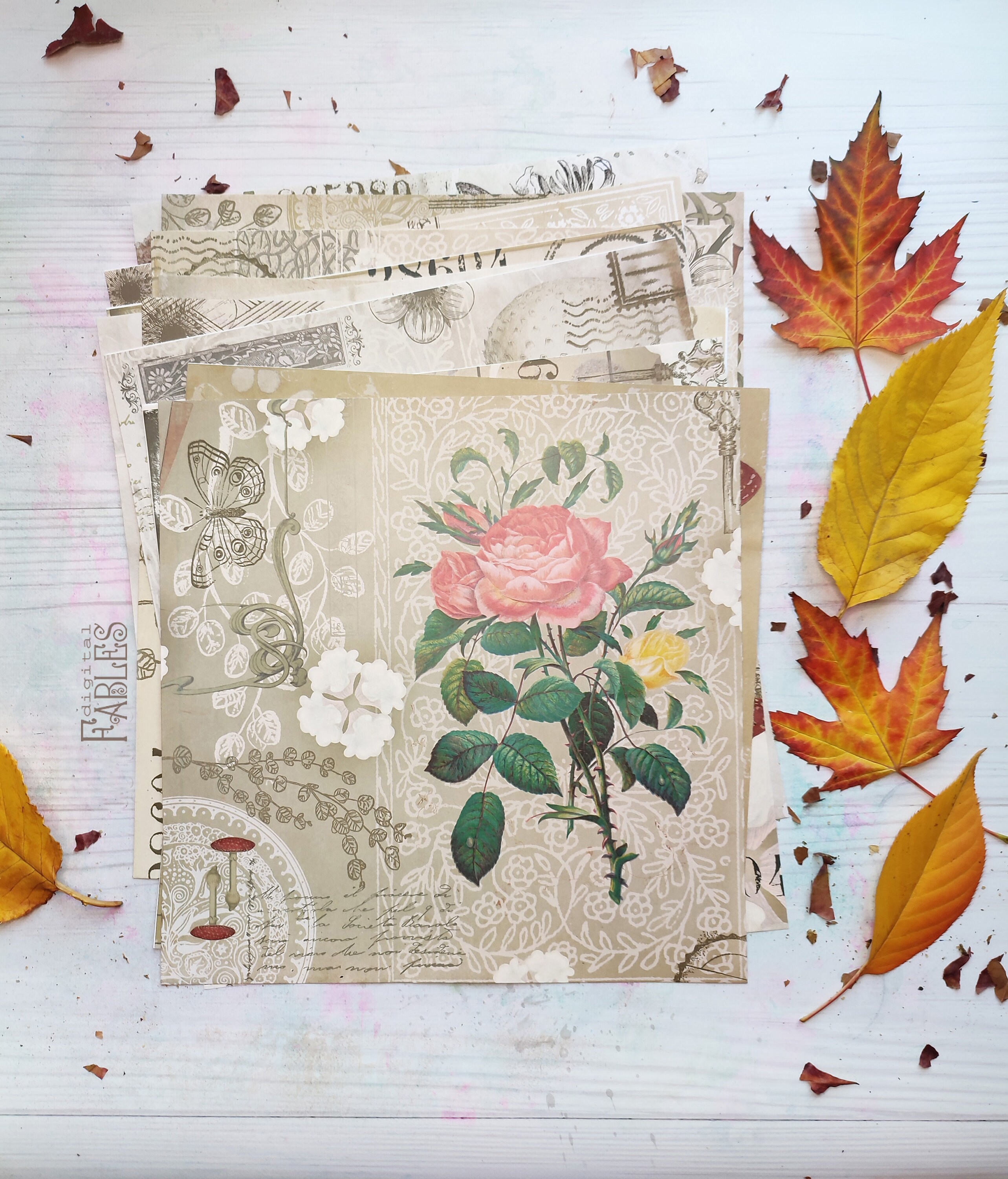 Vintage Mushrooms & Flowers Collage Sheets, Junk Journal Printable ...