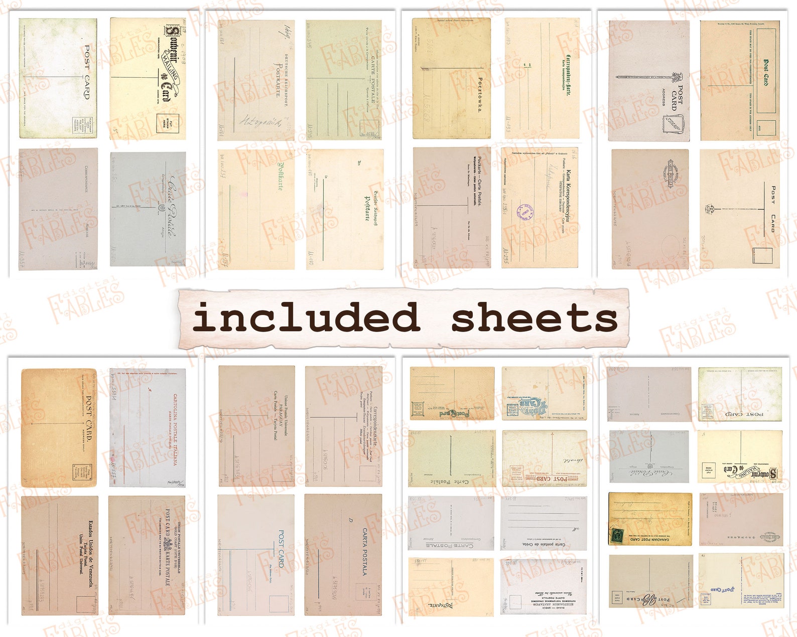Old Postcards Printable, Vintage Junk Journal Ephemera, Scrapbook Carte ...