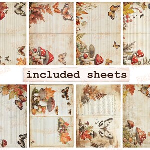 Autumn Junk Journal Printable Pages With Mushrooms and Butterflies ...