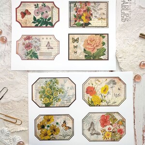 Floral Labels, Printable Vintage Flowers Ephemera, Junk Journal ...