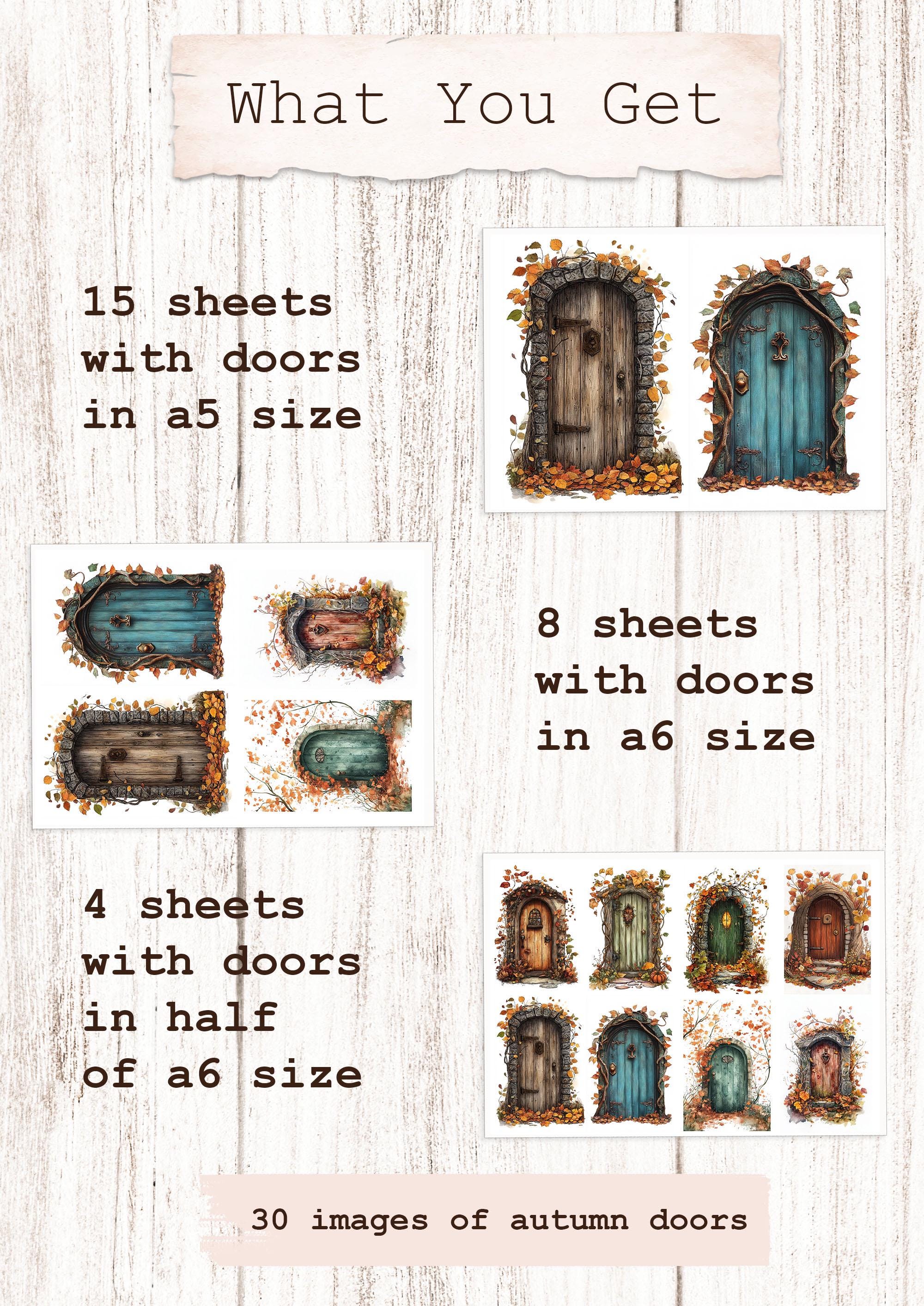 Autumn Wood Doors, Fall Scrapbook Printable, Open, Digital Journal ...
