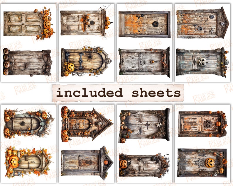 Halloween Wood Doors, Scrapbook Printable, Open, Digital Journal ...