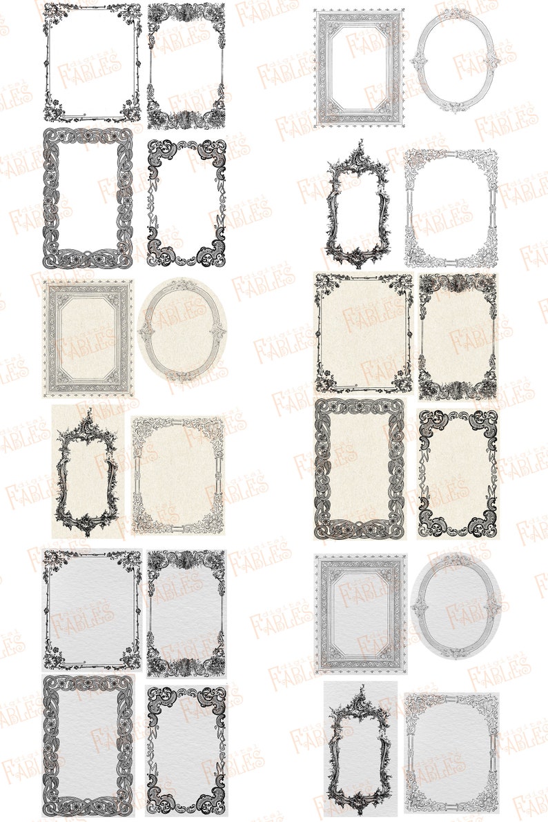 24 Beautiful Frames/labels, Digital Printable Instant Download, Ornate ...