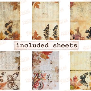 Autumn Junk Journal Printable Pages With Mushrooms and Butterflies ...