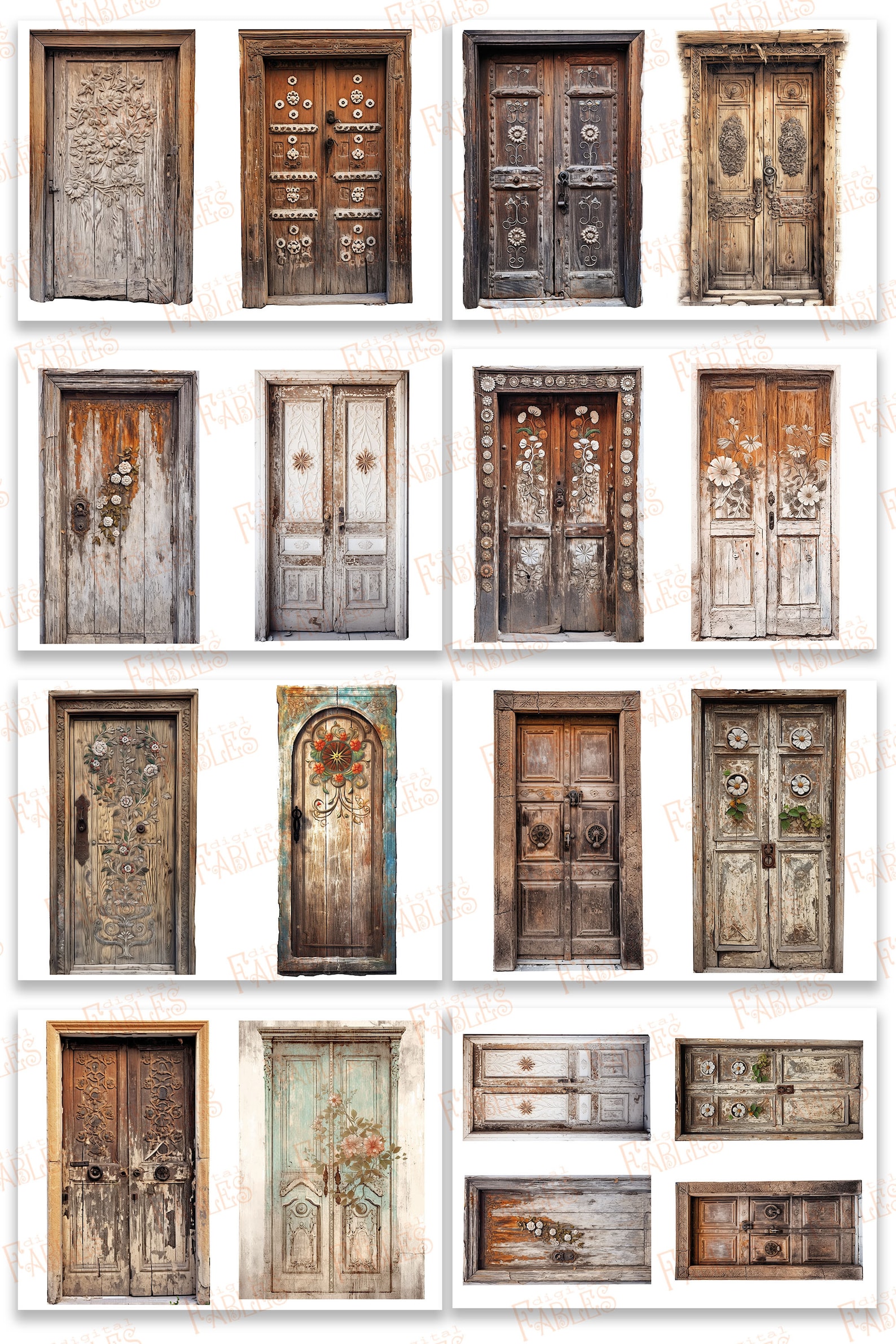 Wood Doors Scrapbook Printable, Open, Digital Journal Ephemera, Fairy ...