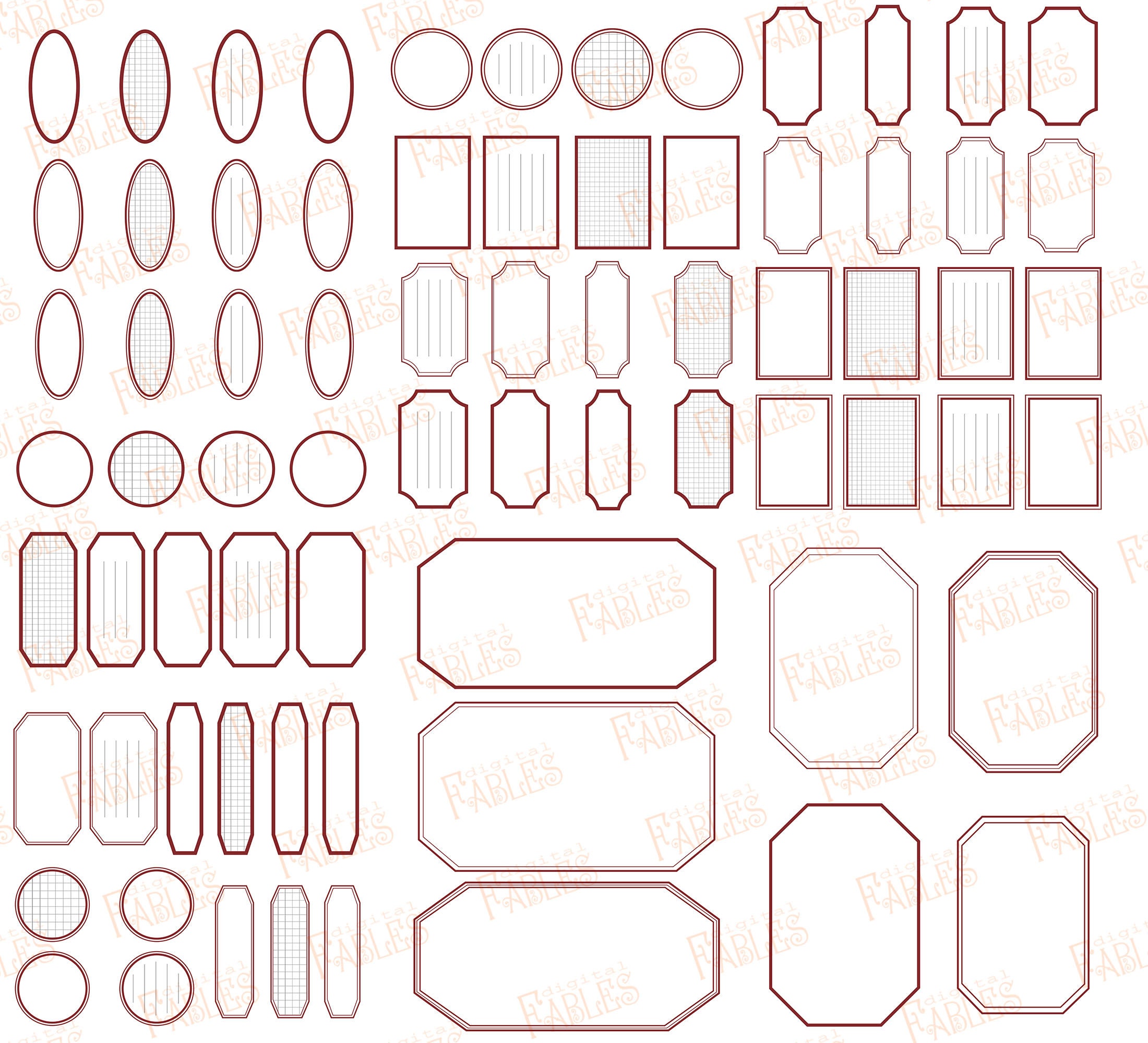 Red and Green Labels for Journals, Diferrent Sizes & Shapes, Labels ...
