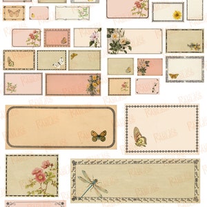 Floral Vintage Labels, Nature Ephemera, Flowers, Junk Journal ...