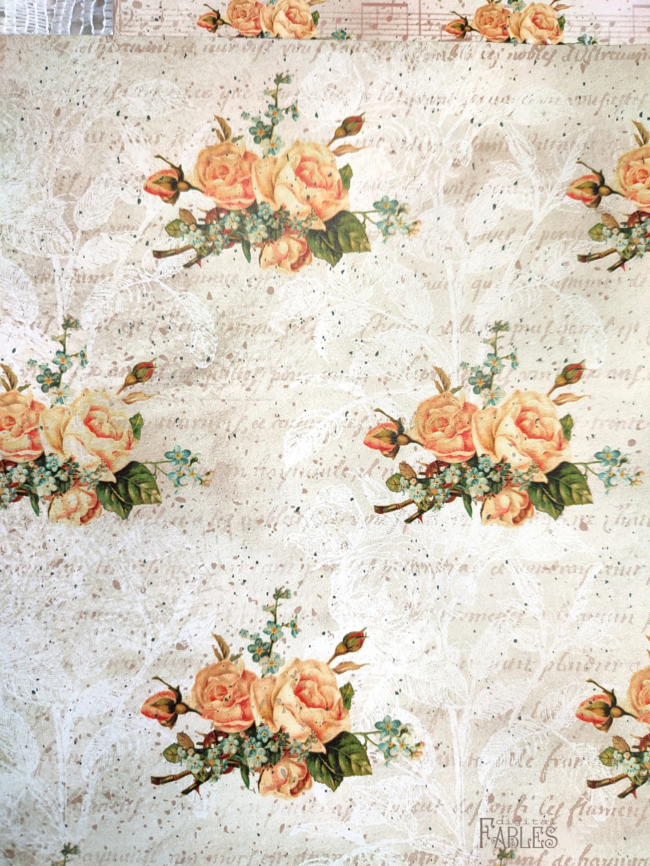 Vintage Romantic Roses Shabby Printable Pattern Paper for - Etsy