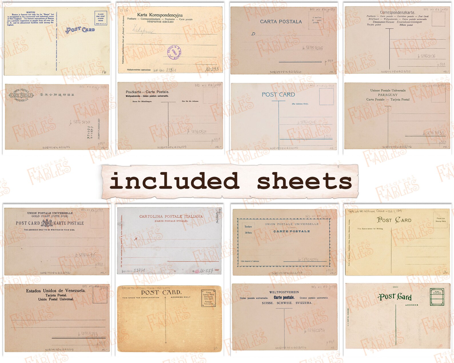 Old Postcards Printable, Vintage Junk Journal Ephemera, Scrapbook Carte ...
