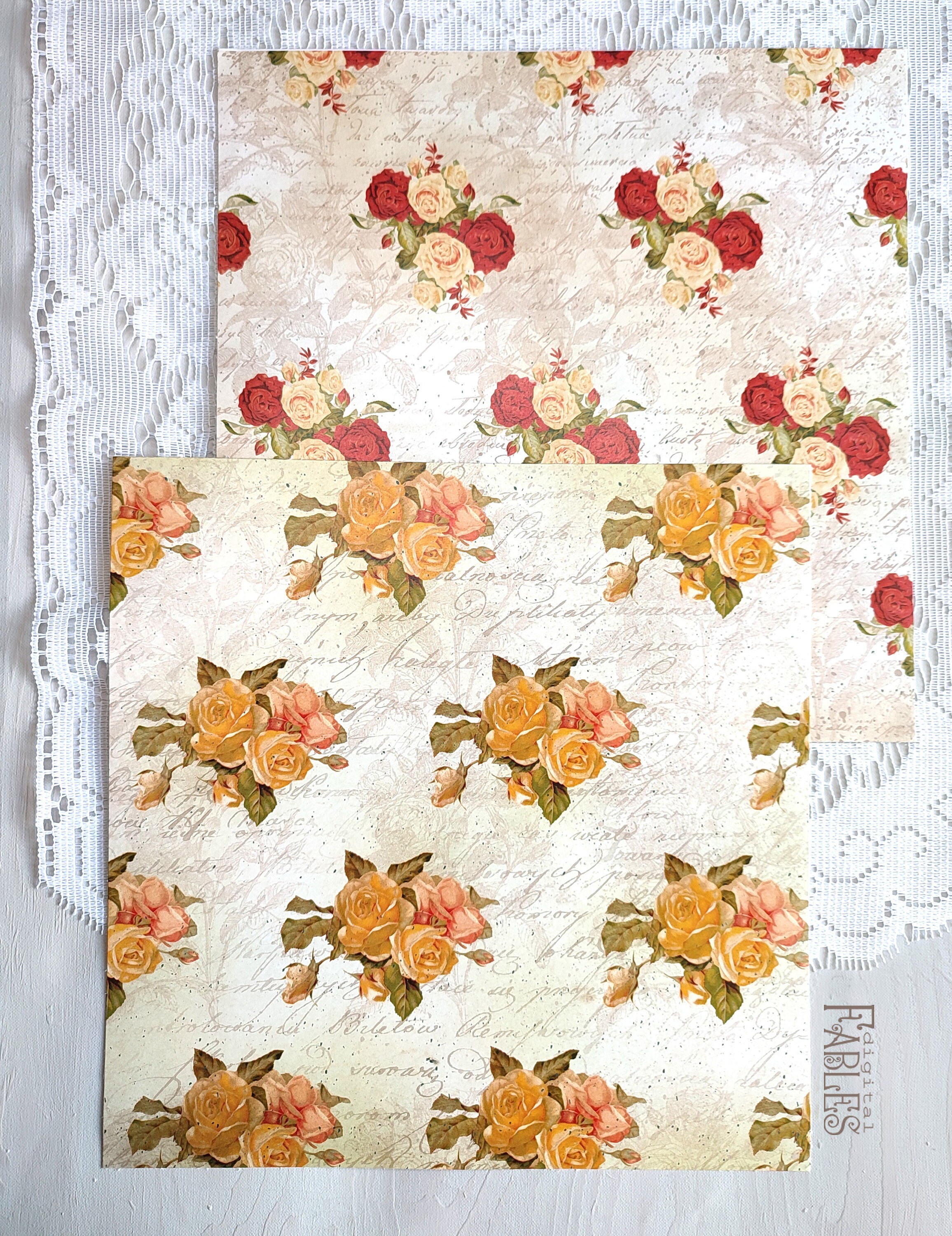 Vintage Romantic Roses Shabby Printable Pattern Paper for - Etsy