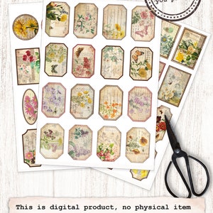Floral Labels, Printable Vintage Flowers Ephemera, Junk Journal ...