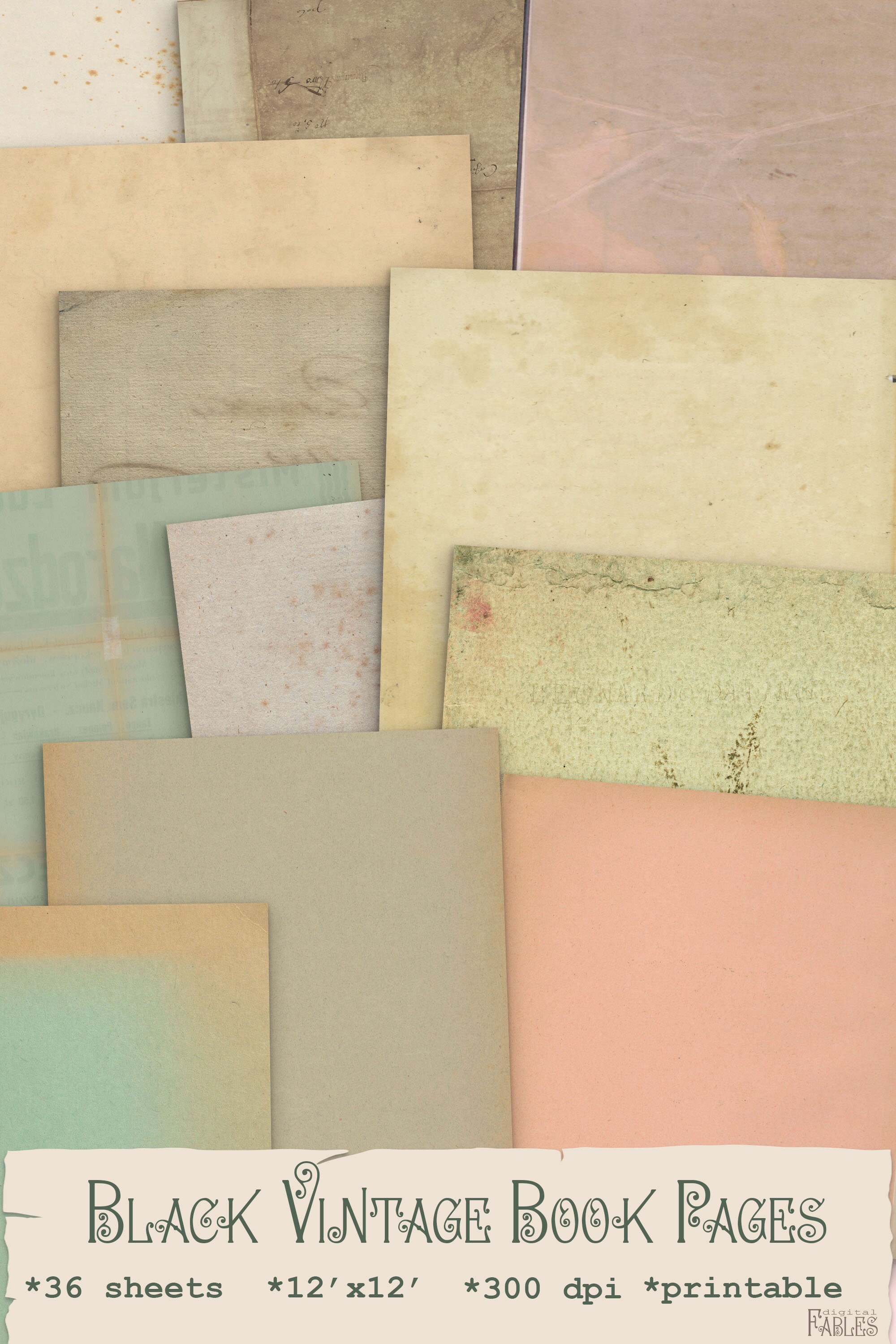 Vintage Book Pages. Vintage Paper Printable Download. Vintage Junk ...