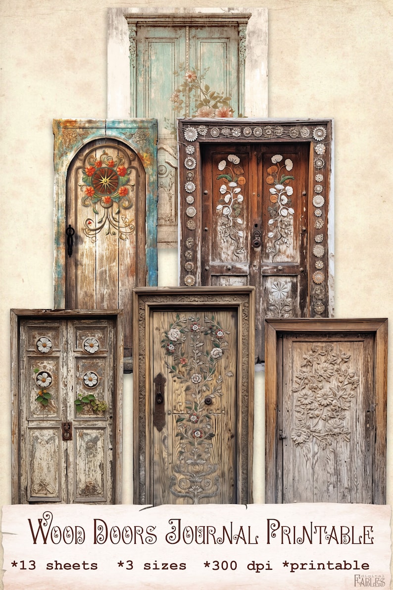Wood Doors Scrapbook Printable Open Digital Journal - Etsy