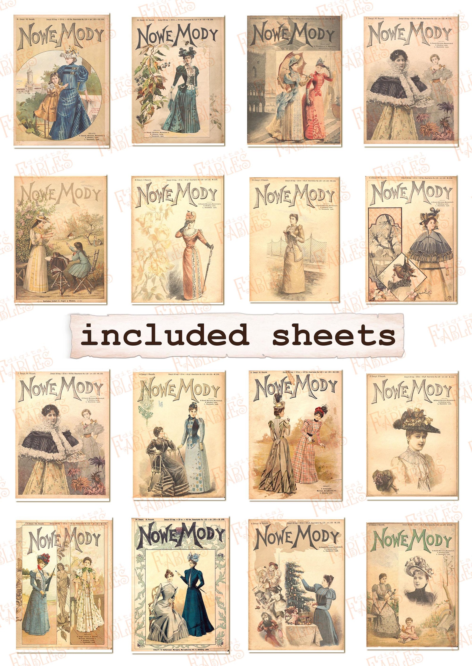 Vintage Fashion Old Magazine Covers, Authentic 1890-1910 Pages, Junk ...